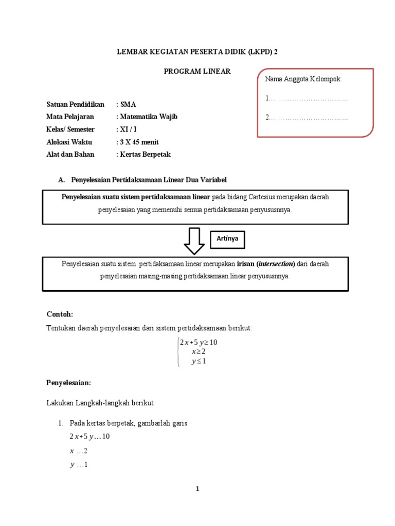 LKPD 2 Program Linear | PDF