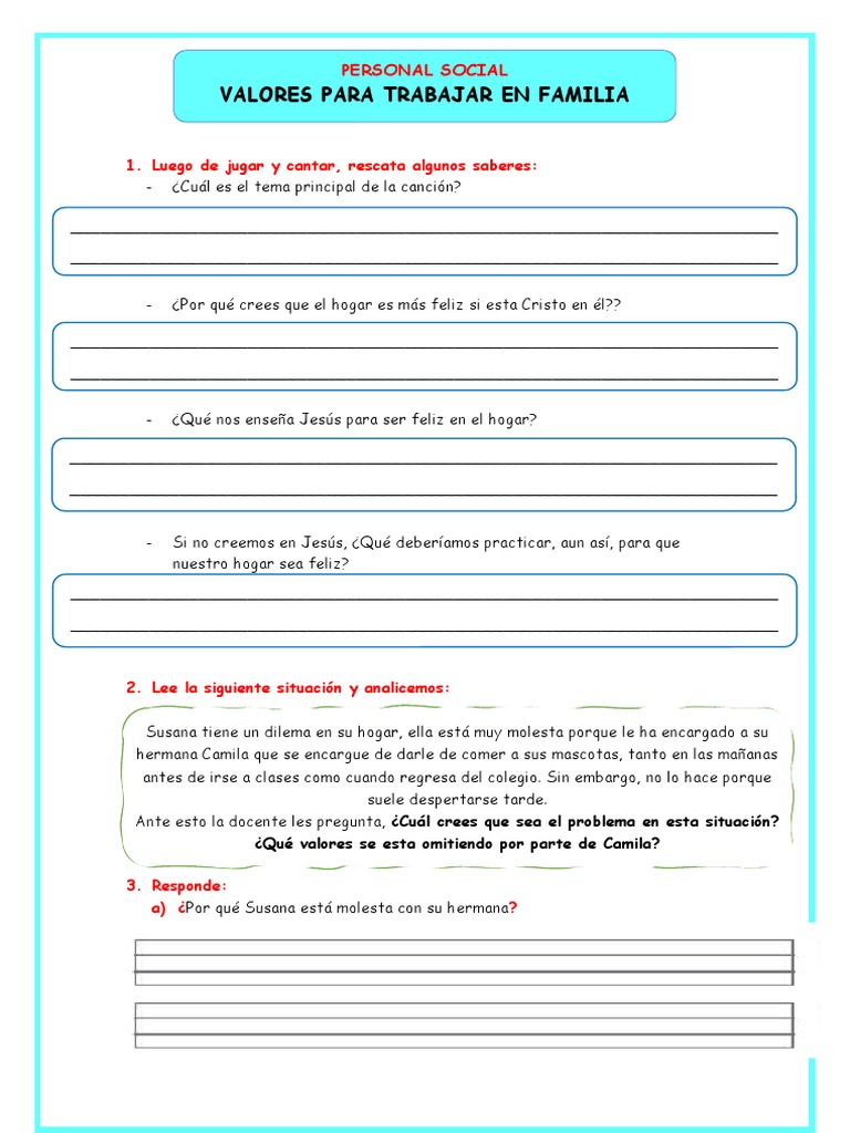 Ficha Tutoría Lun 15 Valores para Trabajar | PDF