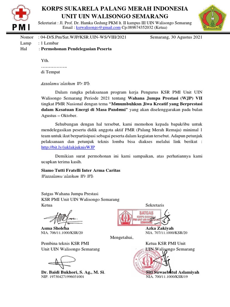 Permohonan Delegasi WJP 2021 | PDF