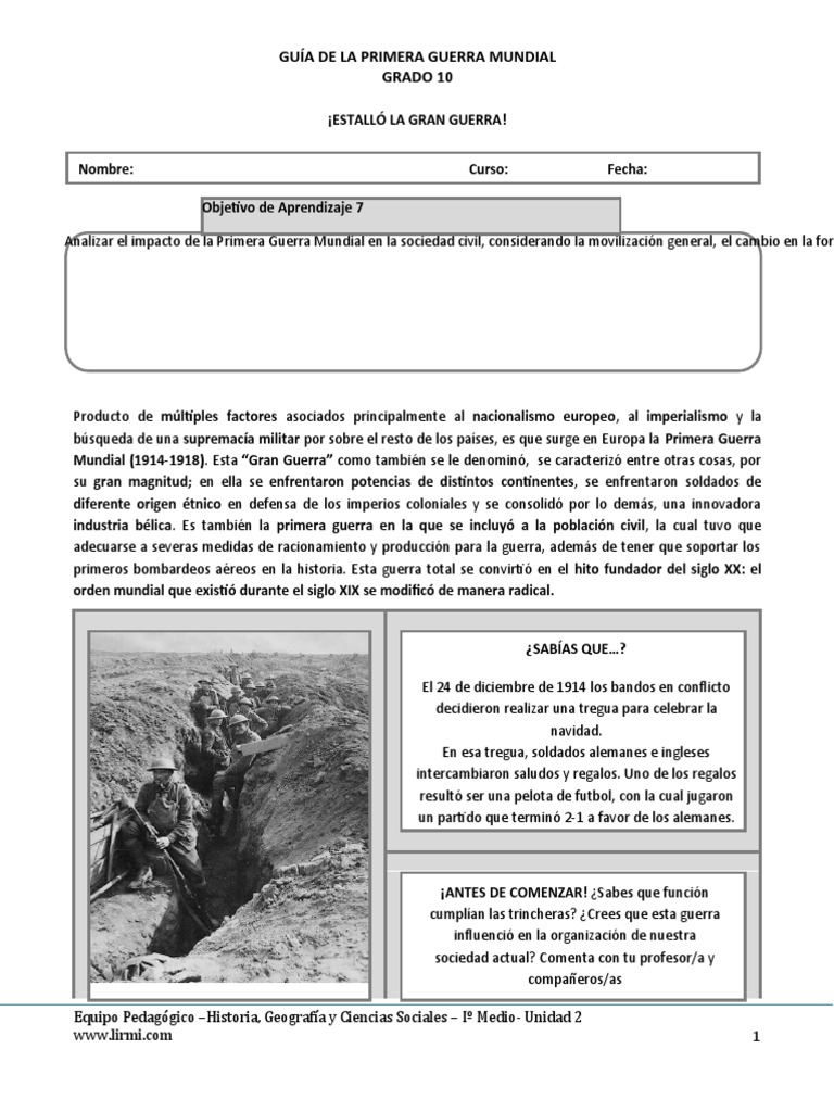 Guia de Primera Guerra Mundial | PDF | Primera Guerra Mundial | Geografía