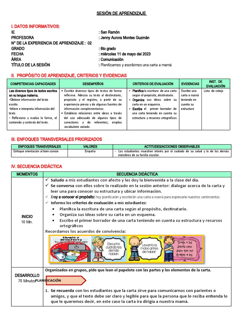SESION COMUNI. Escribimos Una Carta | PDF SESION COMUNI. Escribimos Una Carta | PDF