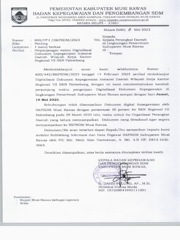 Informasi Kembali Untuk Digitalisasi Arsip Kepegawaian | PDF