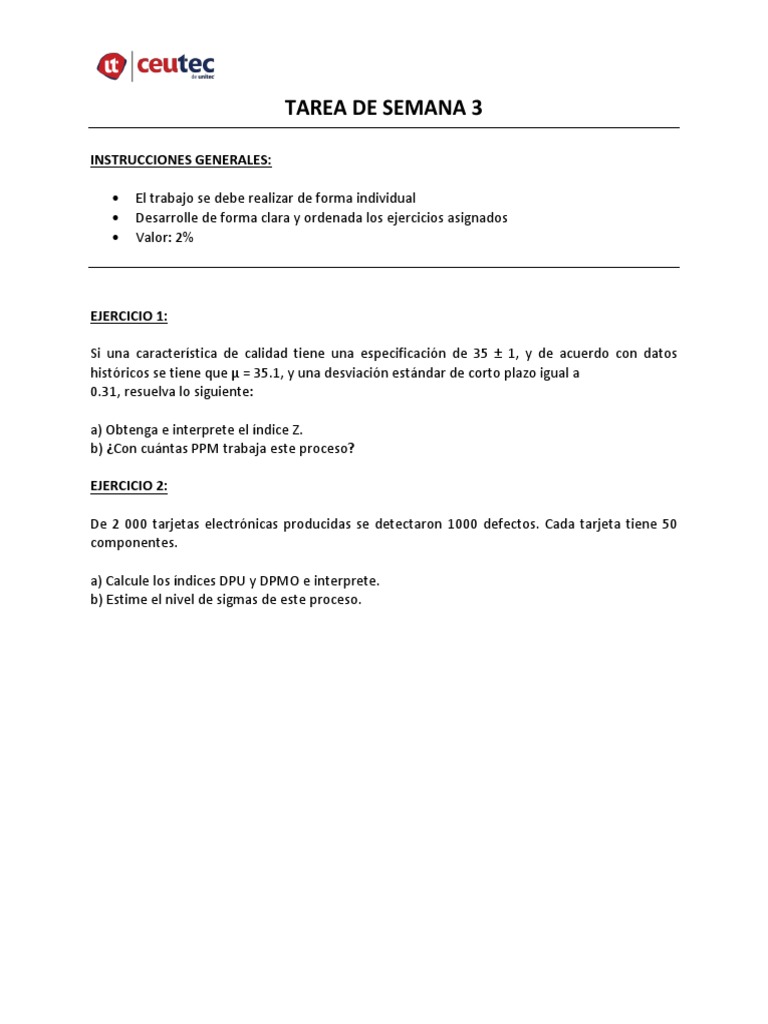 Tarea de Semana 3 - Lean 6sigma - 2023 | PDF