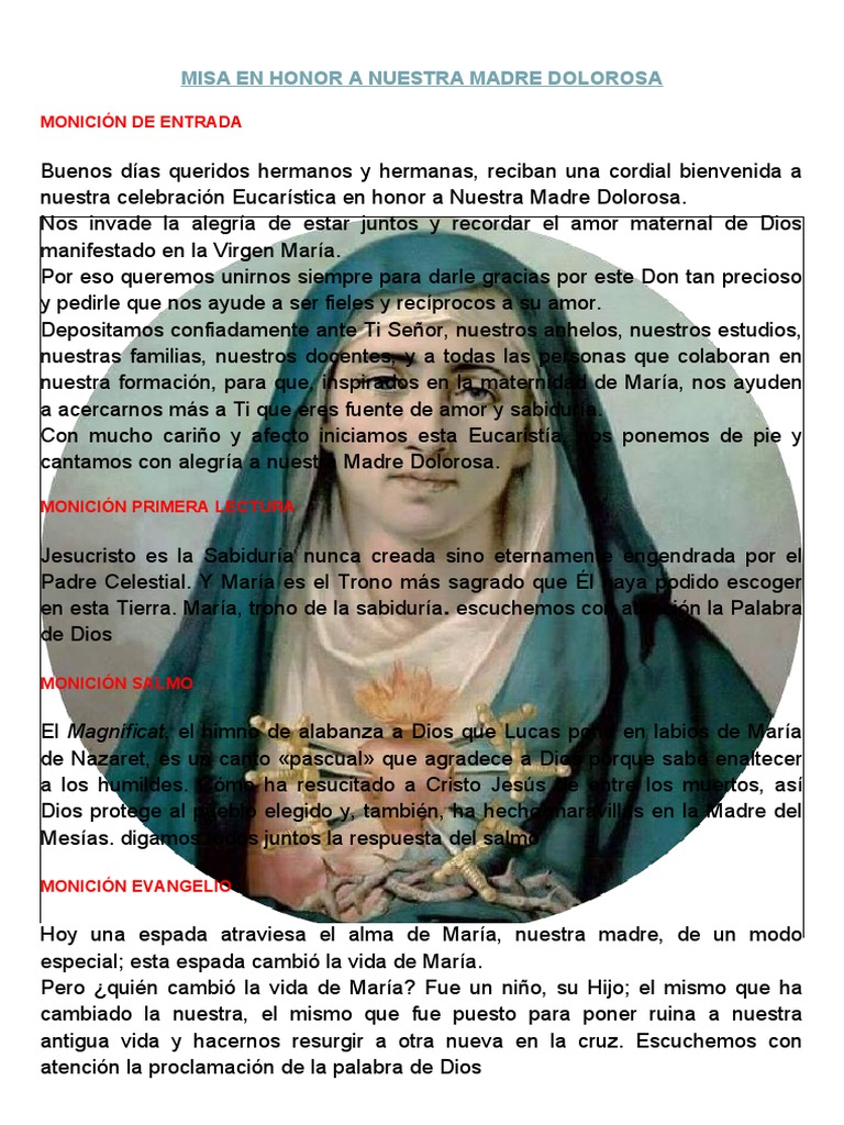 MONICIÓNes | PDF | Misa (liturgia) | María, madre de Jesús