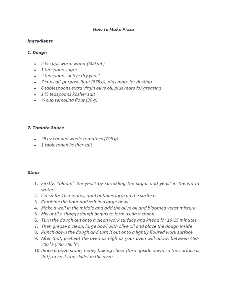 How To Make Pizza | PDF