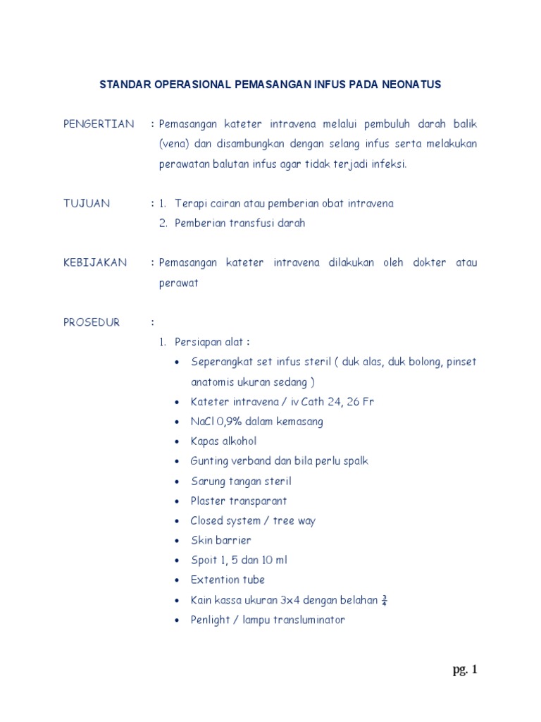 Prosedur Infus pada Neonatus | PDF