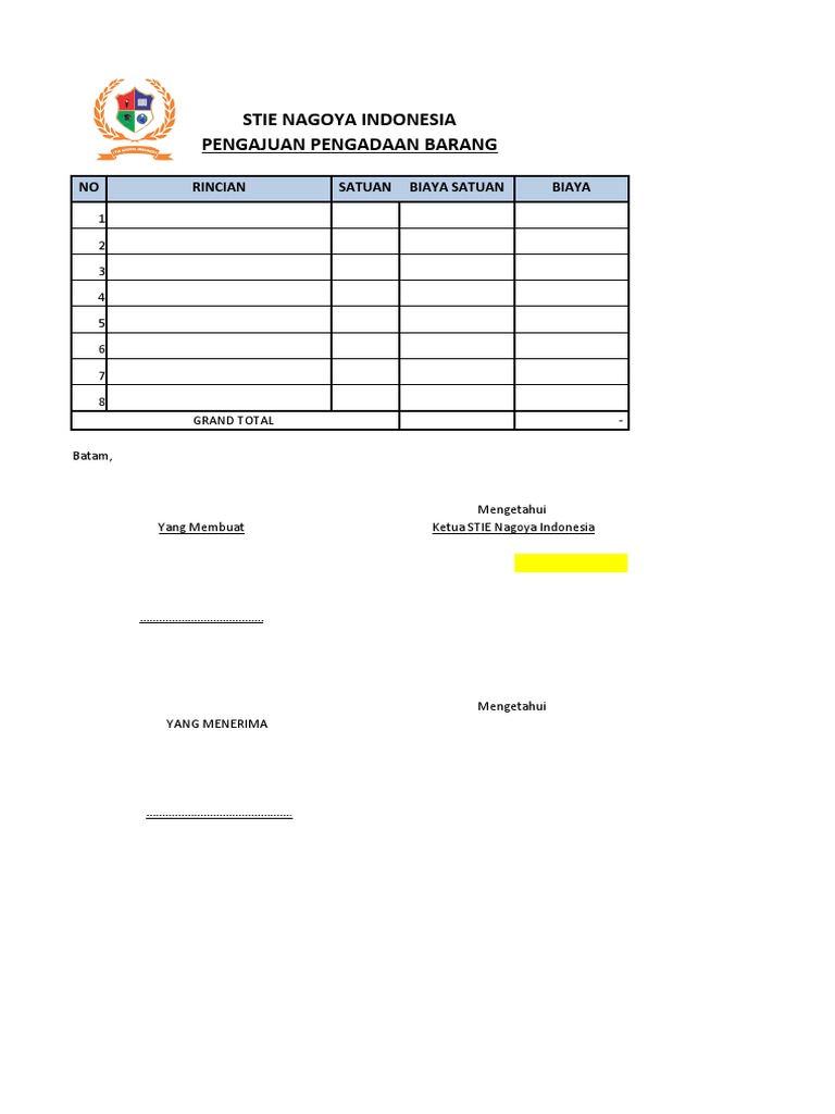 Format Permintaan Atk Kampus | PDF