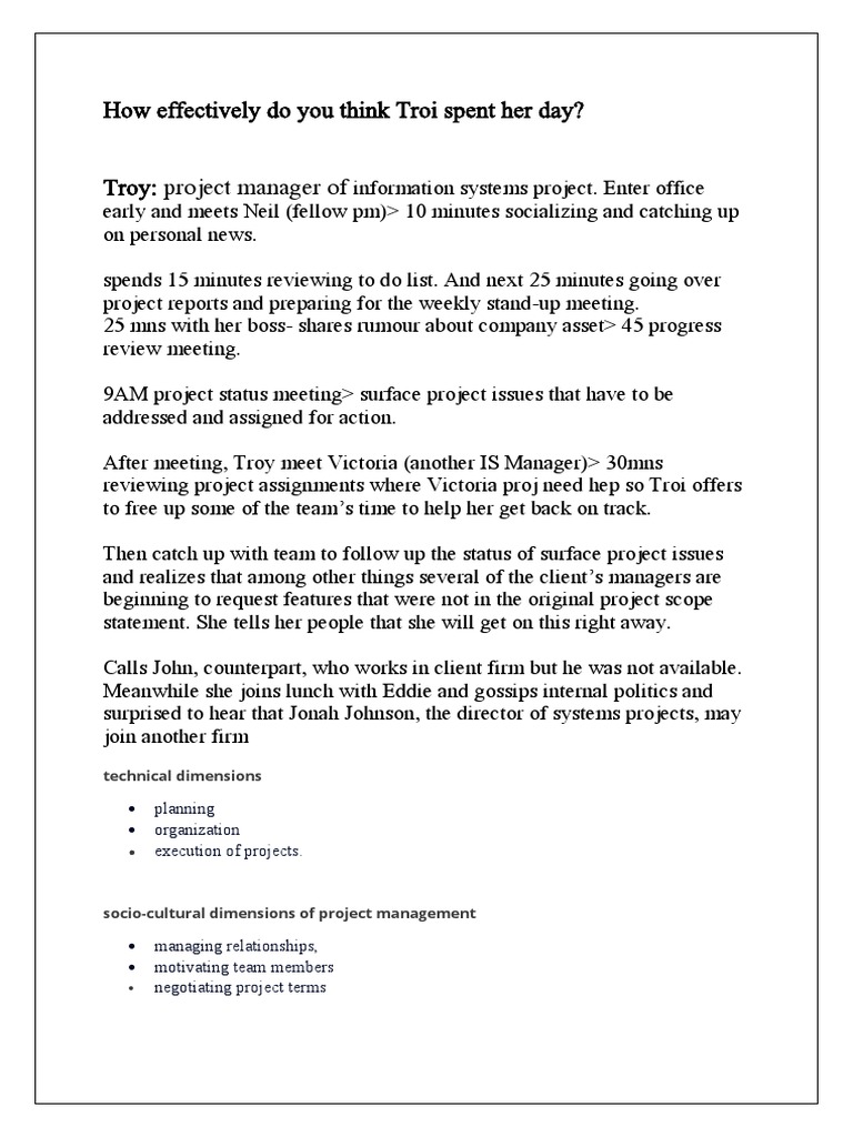 How Effectively Do You Think Troi Spent Her Day | PDF | Project ...