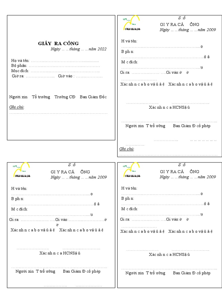 Mẫu giấy ra cổng | PDF