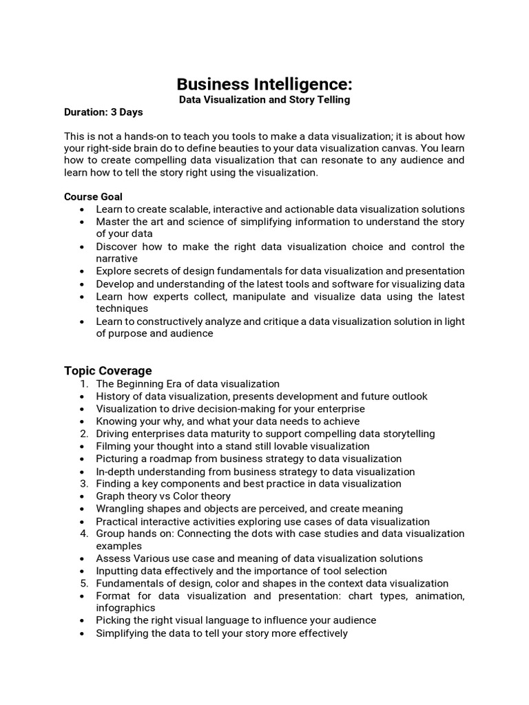Business Intelligence - Data Visualization and Story Telling | PDF | Storytelling | Data