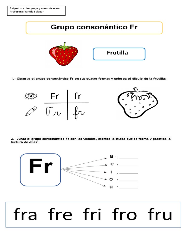 Fra Fre Fri Fro Fru: Grupo Consonántico FR | PDF