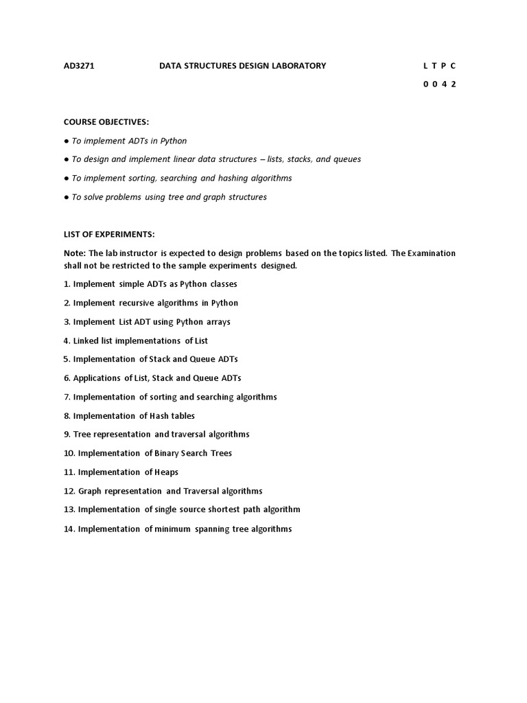 Ad3271 Lab | PDF | Algorithms | Data Structure