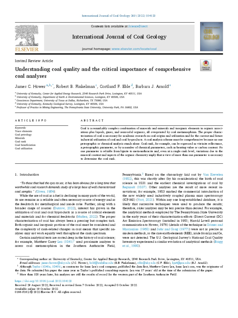 Understanding Coal Quality and The Critical Importance of Comprehensive ...
