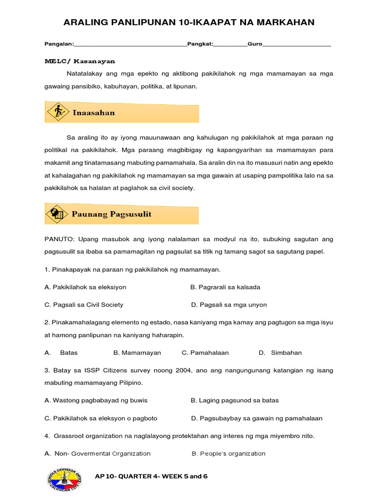 AP10 Q4 Week 5 6 | PDF