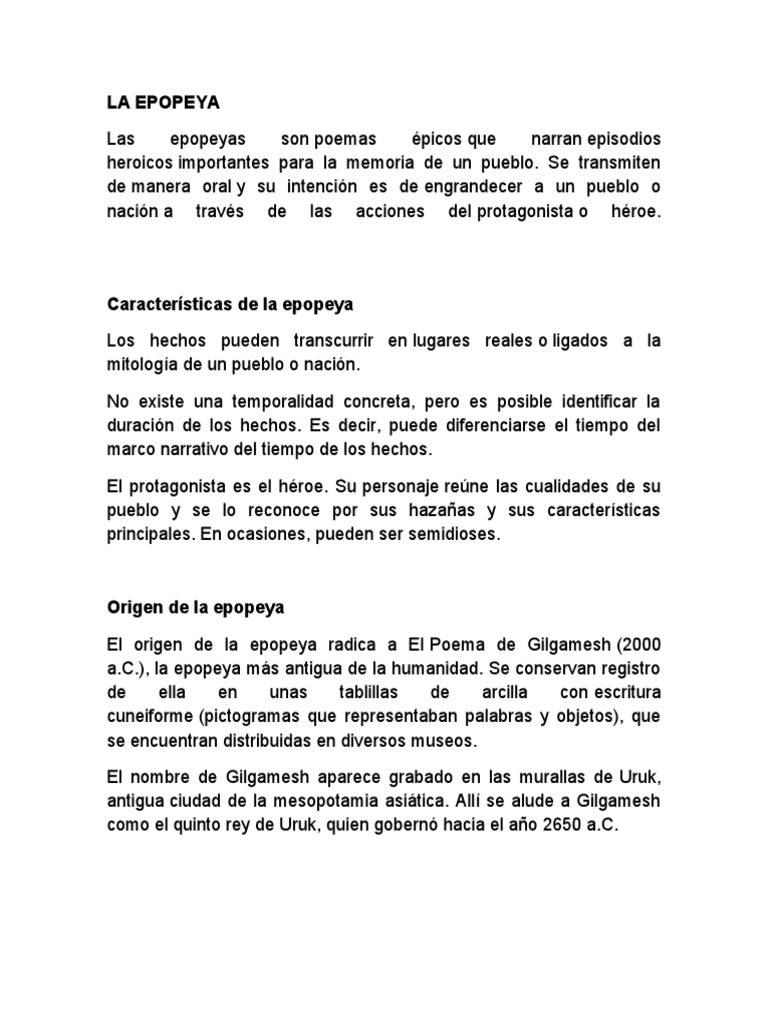 La Epopeya | PDF | Poesía épica | Narración