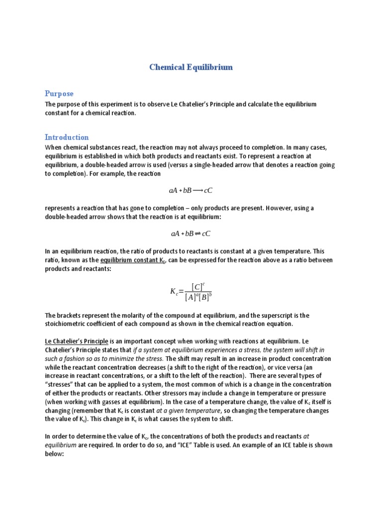 Chemical Equilibrium Pdf Chemical Equilibrium Chemical Reactions