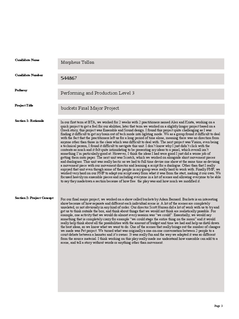 FMP Project Proposal Form | PDF