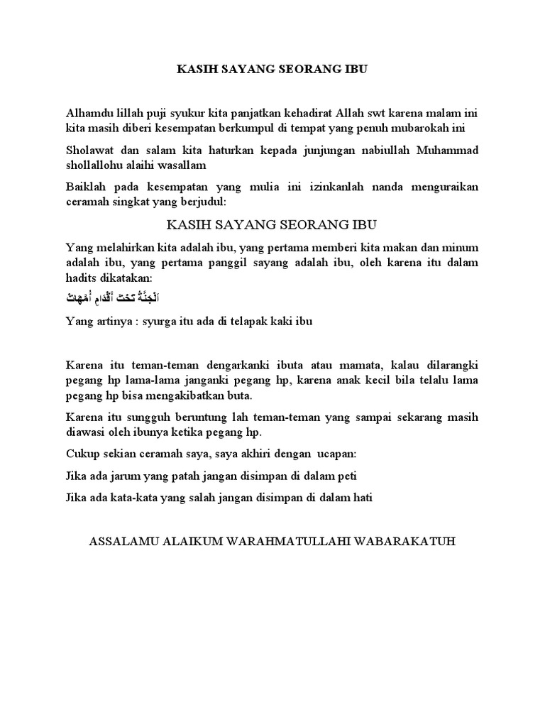 CERAMAH Singkat Anak TK | PDF