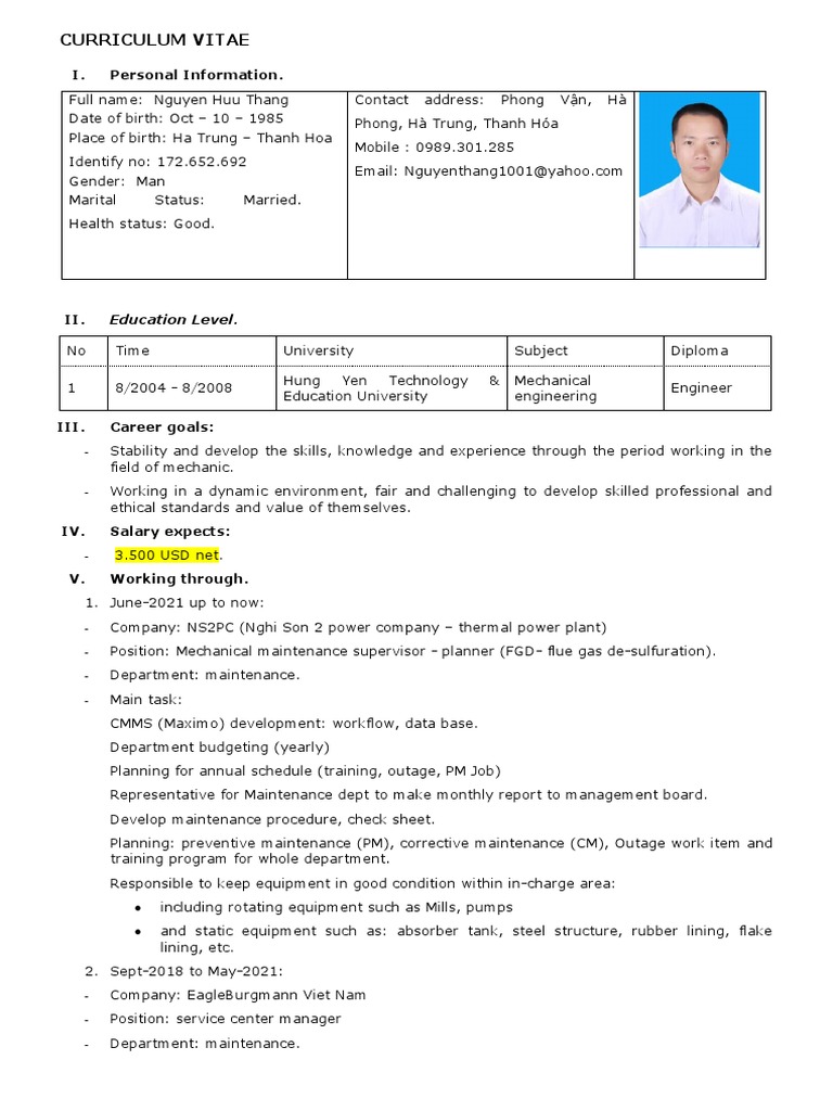 CV Nguyen Huu Thang May-23 | PDF