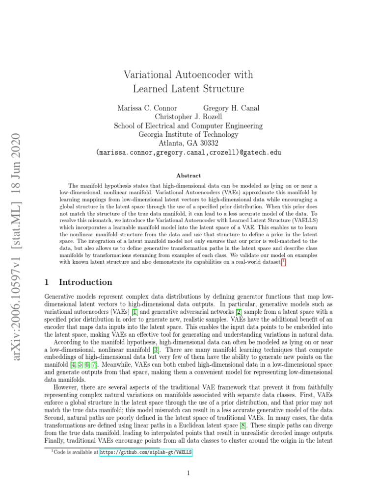 VAE With Learned Latent Structure | Download Free PDF | Geometry | Mathematics