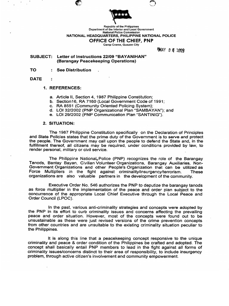 Loi 22 09 Bayanihan | PDF