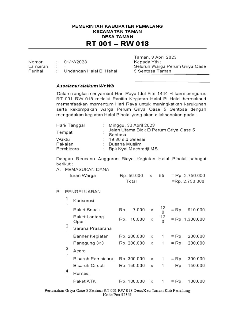 01 - Surat Halal Bihalal Warga | PDF