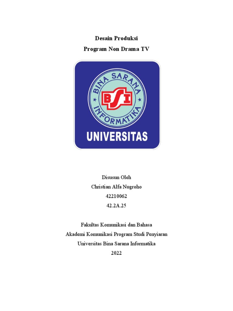 UTS Desain Produksi Manajemen Produksi - Christian Alfa N - 42210062 | PDF