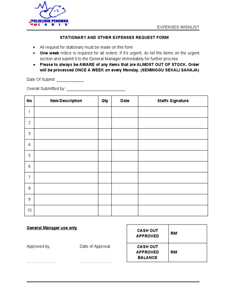 Stationary Order Form | PDF