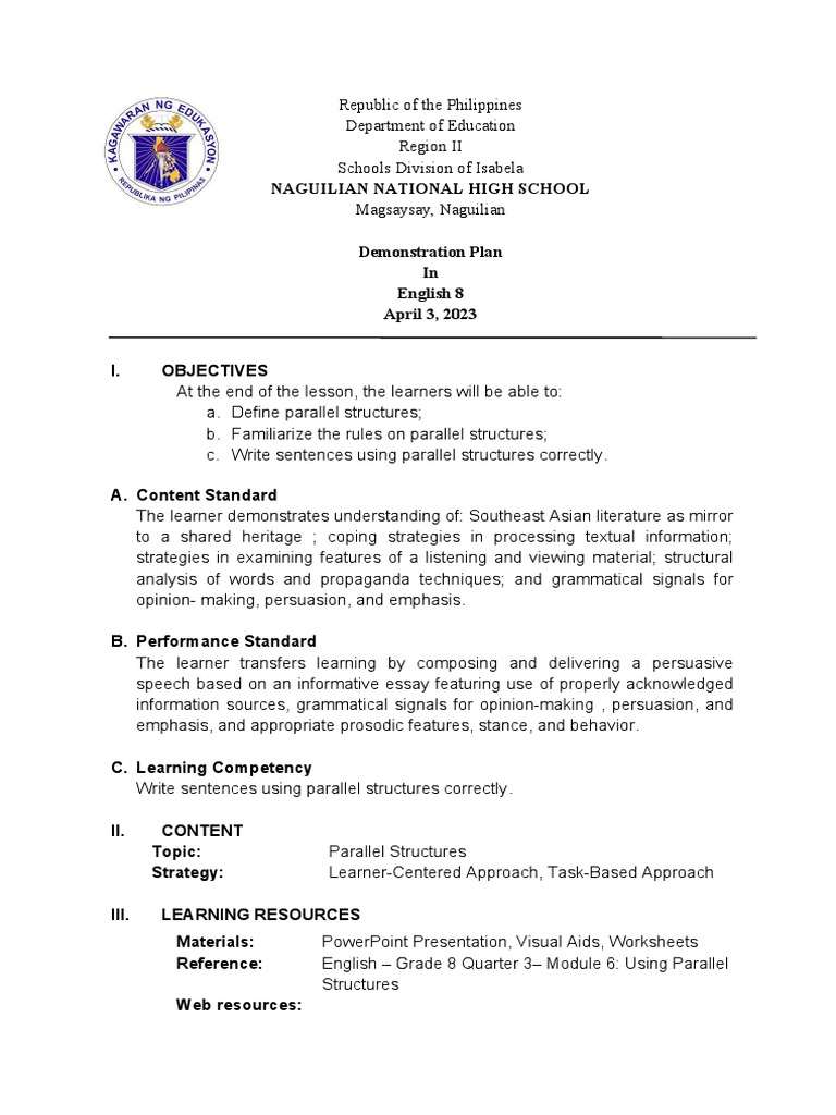 Dlp Parallel Structure Pdf Clause Word