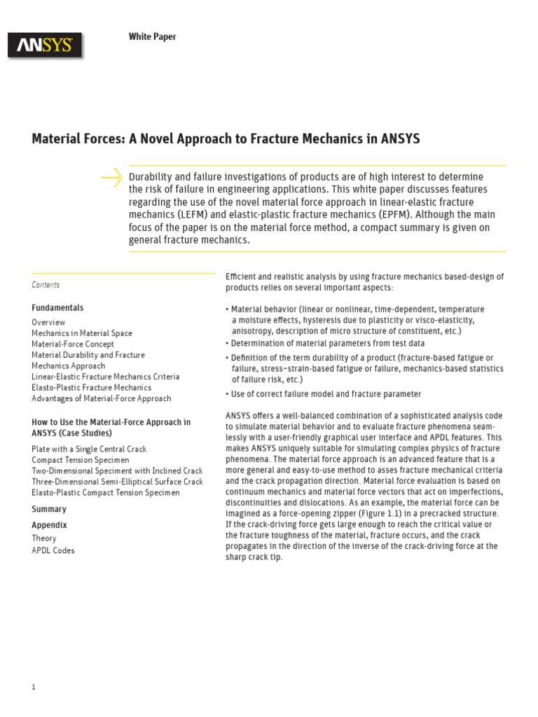 Material Forces A Novel Approach To Fracture Mechanics in ANSYS White ...