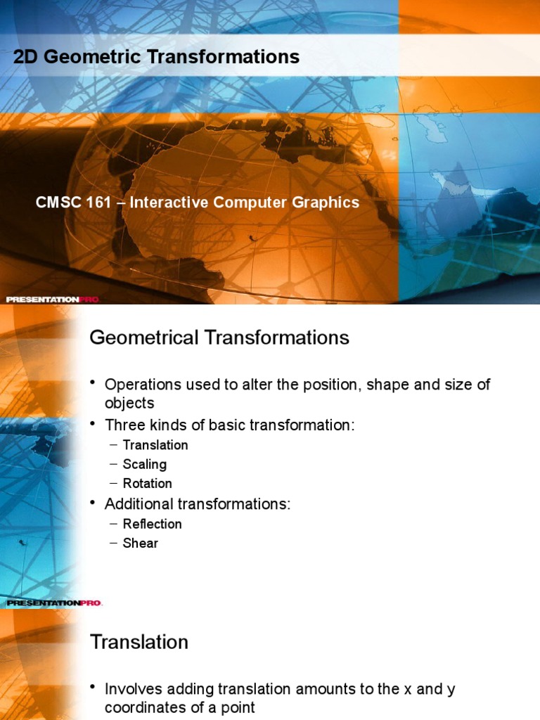 Lecture 5 (2D and 3D Geometric Transformations) | PDF