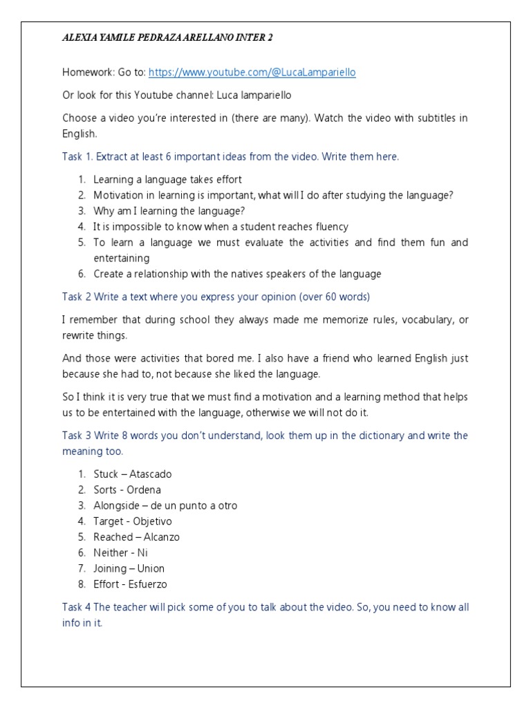 Homework Class 2 Pdf