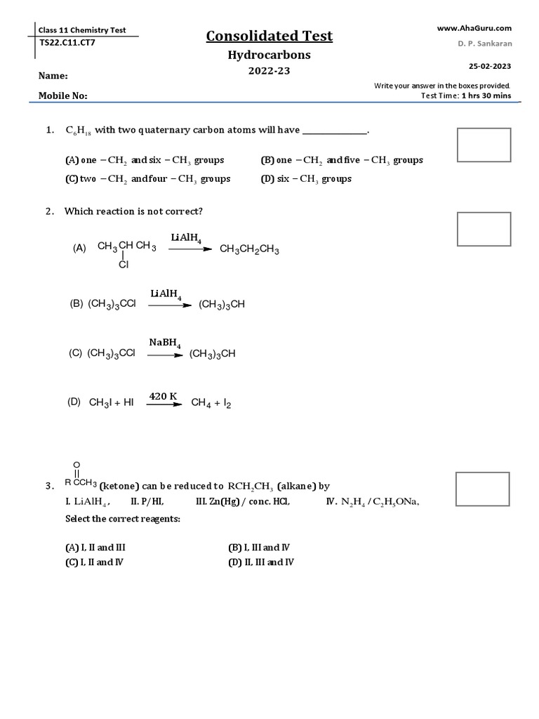 TS23.C11.CT7 Consolidated Test on Hydrocarbons 25-02-2023 | PDF ...