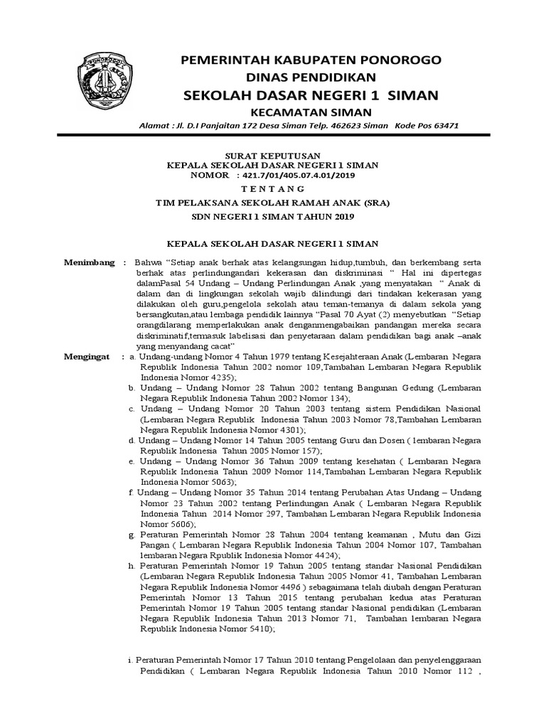 Keputusan Tim SRA SDN 1 Siman | PDF