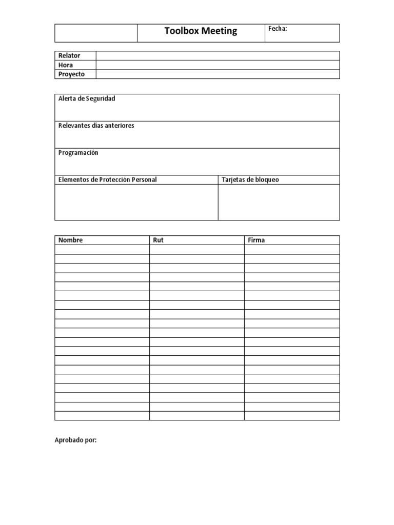 Formato Toolbox Meeting | PDF