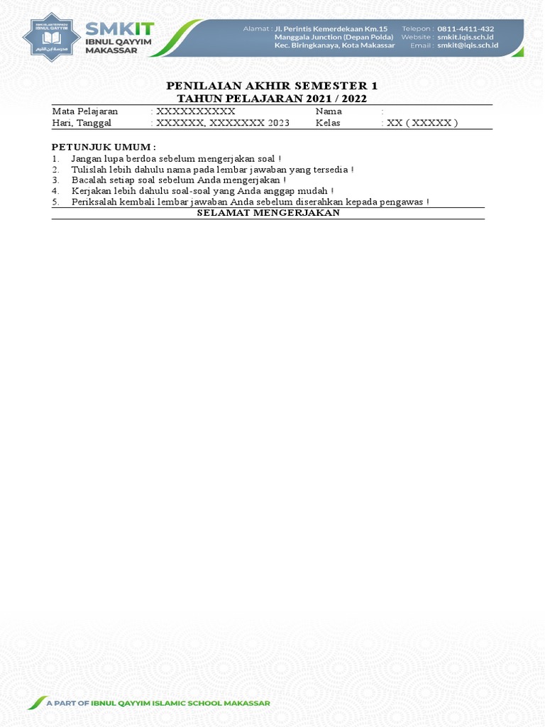 Format Soal PAT SMK 2023 | PDF