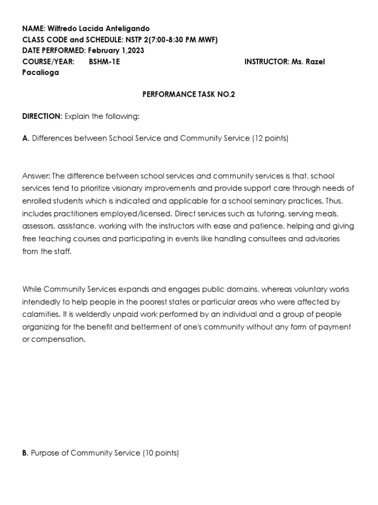 Community Service | PDF