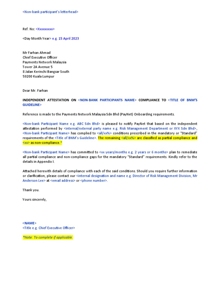 Attestation of Compliance (AoC) Template | PDF Attestation of Compliance (AoC) Template | PDF
