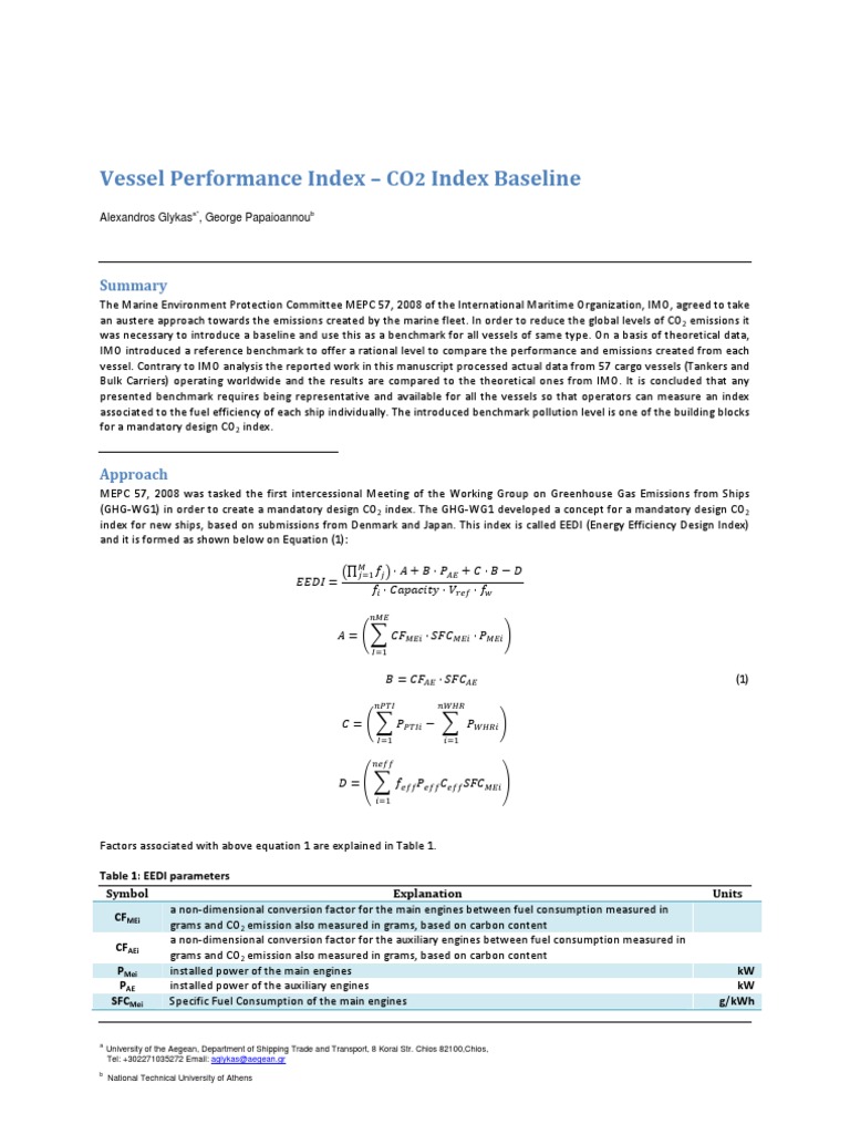 Vessel Performance Index | PDF | Ships | Maxima And Minima