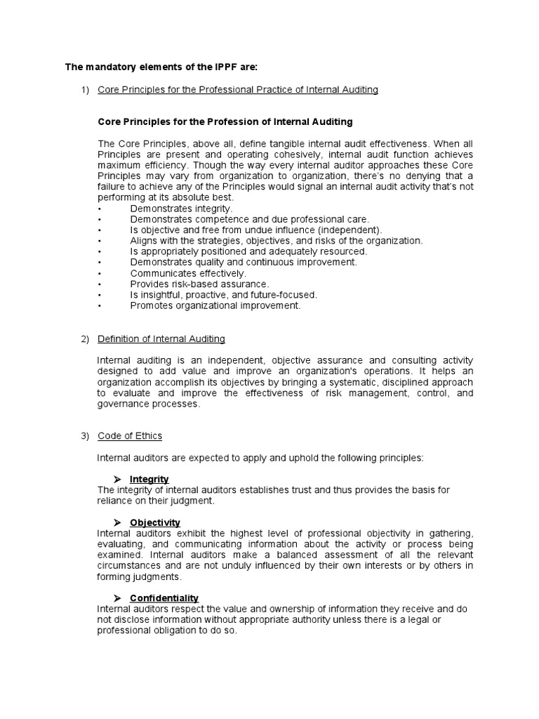 Core Principles of Internal Auditing | PDF