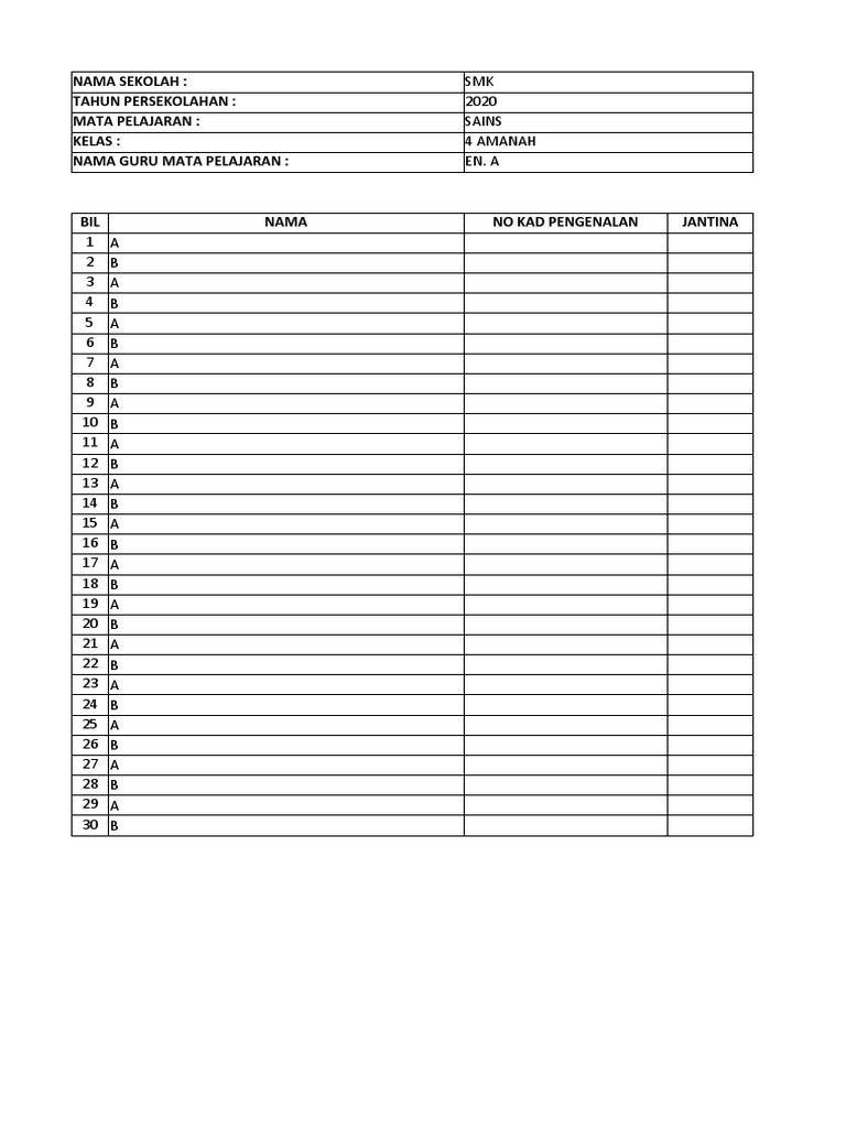 Borang Rekod Transit Tingkatan 4 FZK | PDF