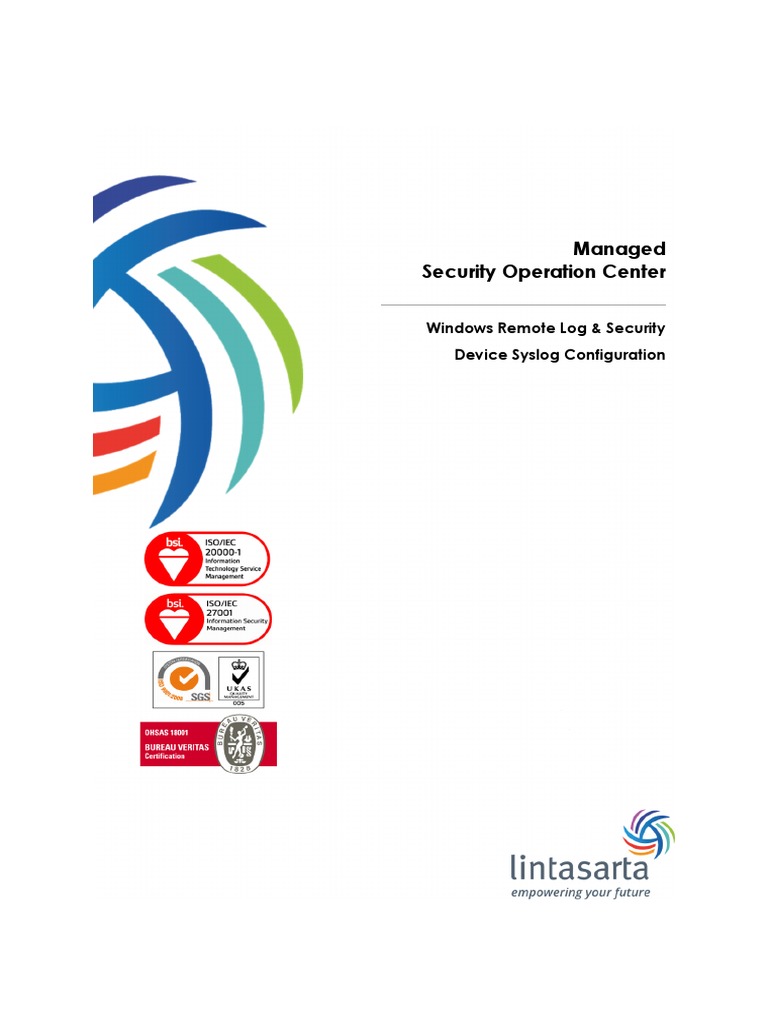 WI Windows Remote Log & Security Device Syslog Configuration | PDF
