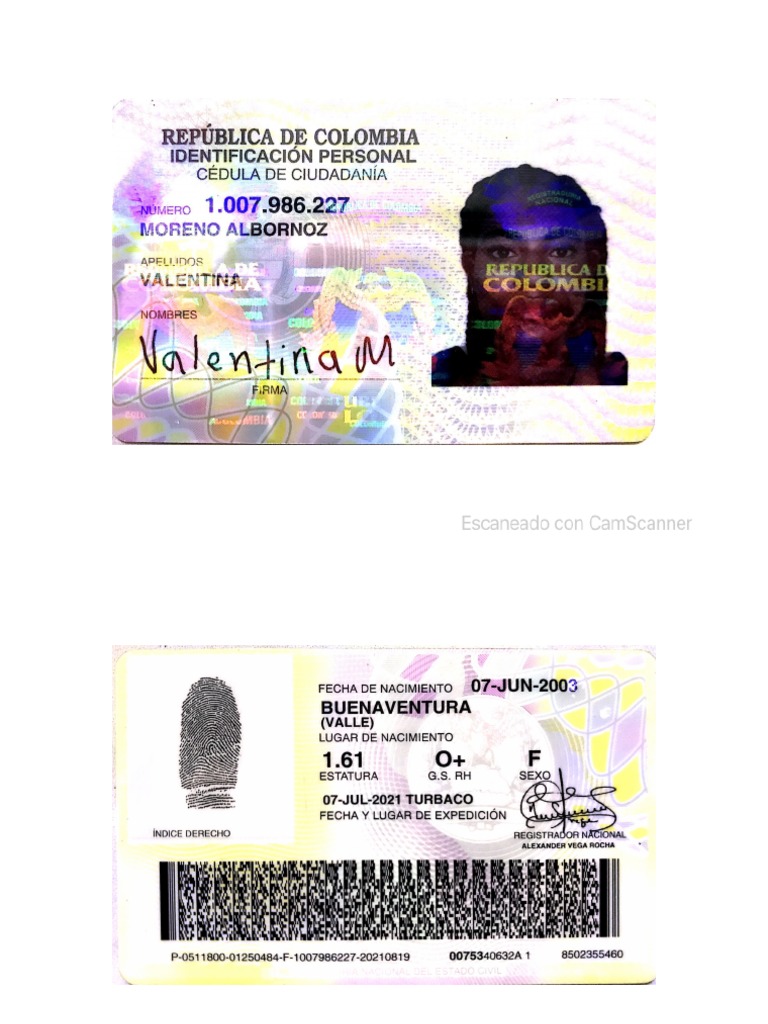 Cédula Valentina Moreno | PDF