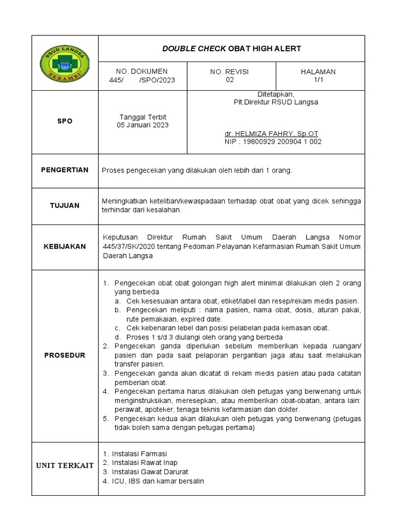SOP Double Check | PDF