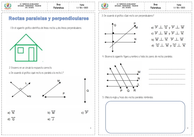 Ejercicios de Rectas Paralelas y Perpendiculares | PDF