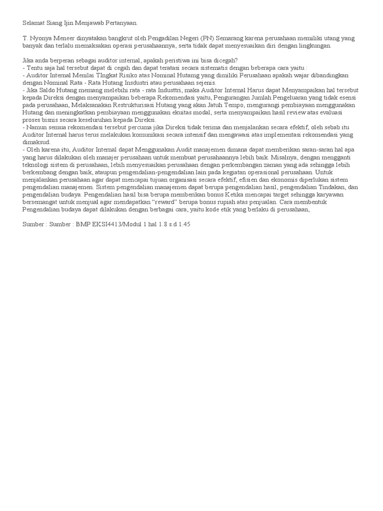 Diskusi 1 Audit Manajemen | PDF