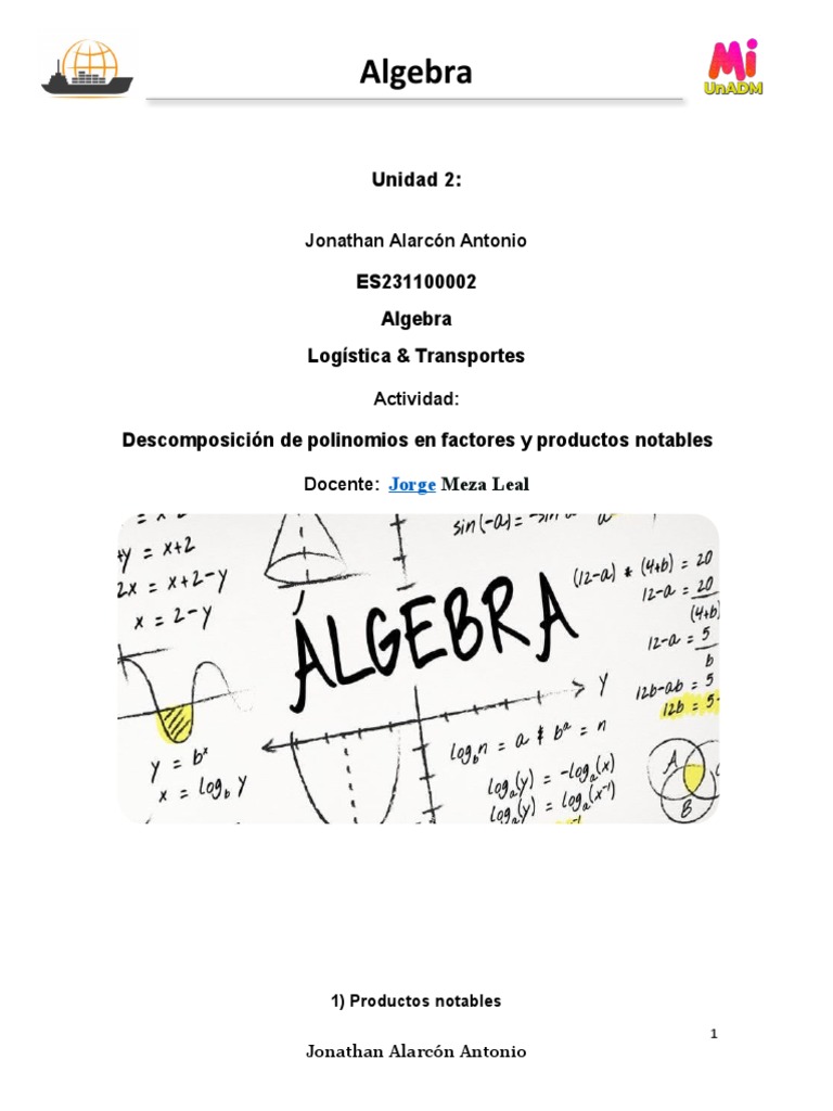 Lalg U2 A2 | PDF | Álgebra | Matemáticas