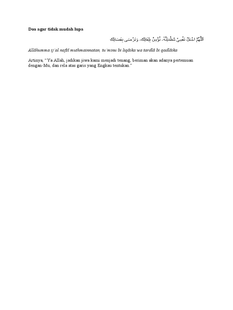 Doa Tenangkan Jiwa dan Ingatan | PDF