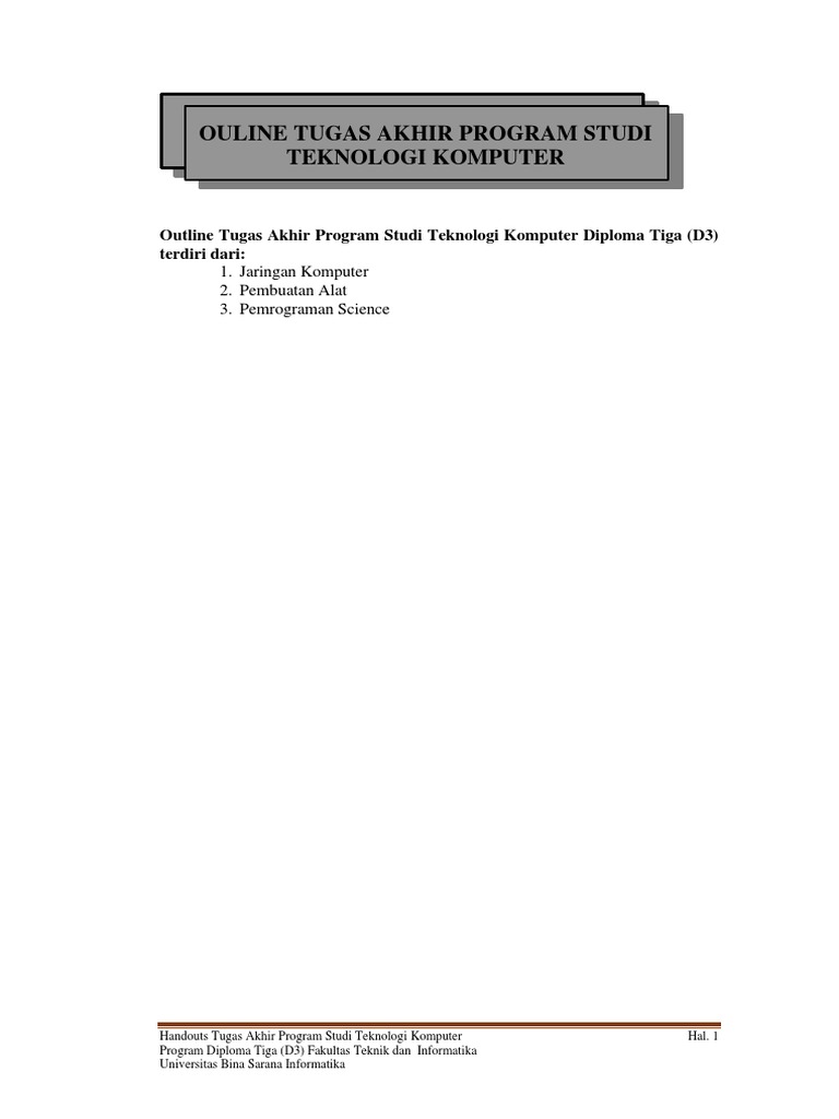 Outline Tugas Akhir Teknologi Komputer | PDF