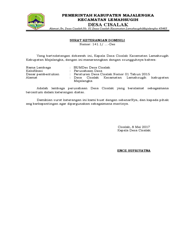 Domisili Bumdes | PDF